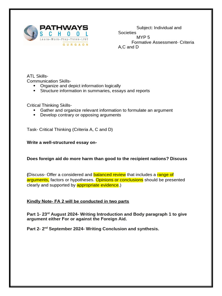 Formative Assessment 2 - Essay Writing | PDF