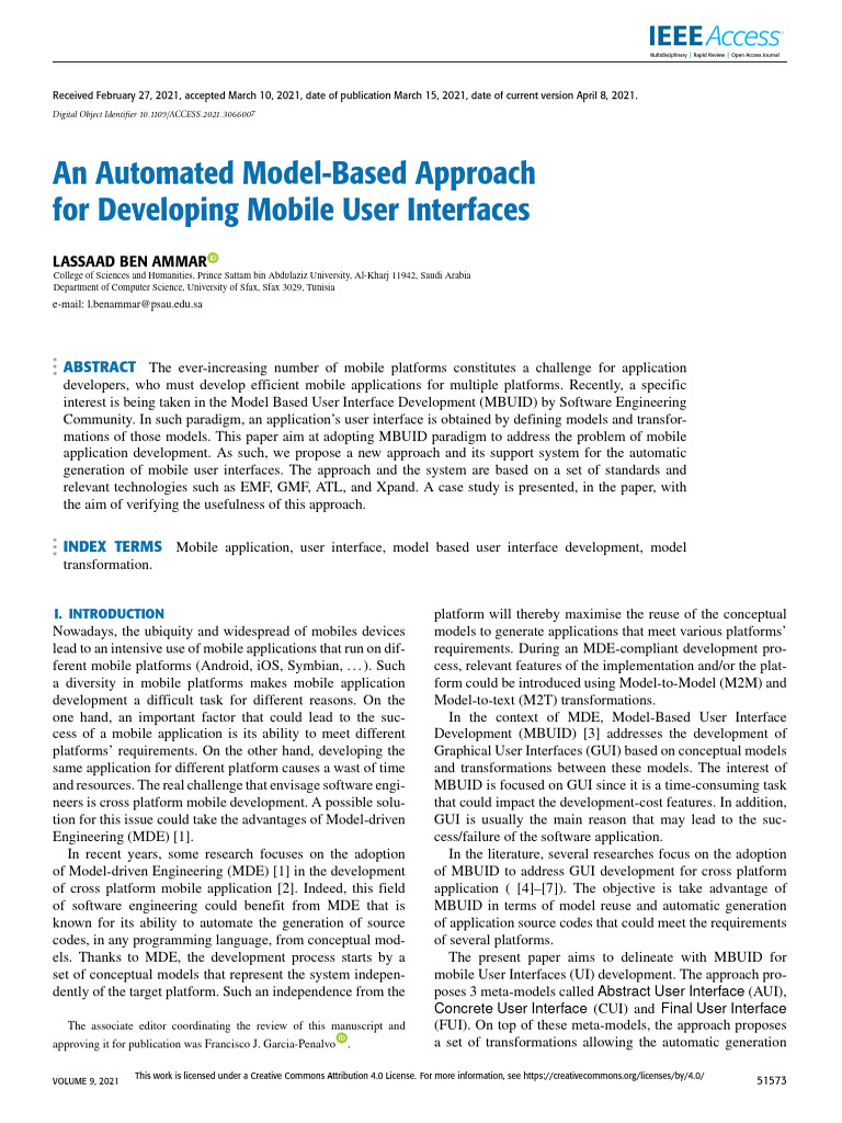 An Automated Model-Based Approach For Developing Mobile User Interfaces | PDF