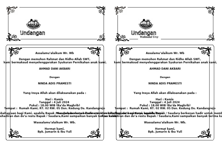 Undangan Kenduri Nikah | PDF