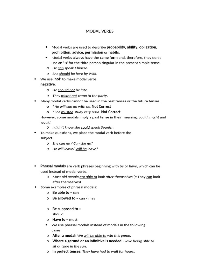 Explanation - Grammar Unit 7 - Modal Verbs | PDF