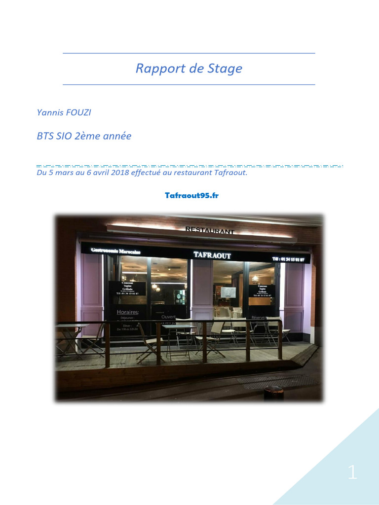 Rapport de Stage 2eme Annee BTS | PDF