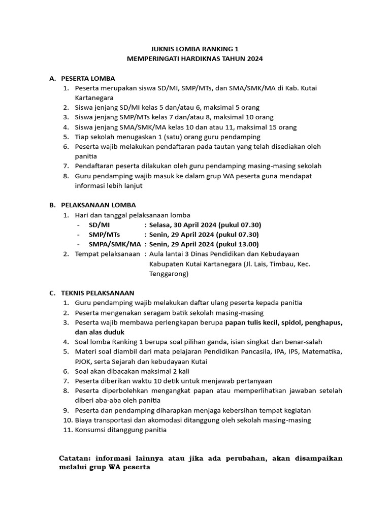 Juknis Lomba Ranking 1 | PDF