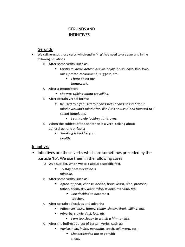 Explanation - Grammar Unit 7 - Gerunds and Infinitives | PDF