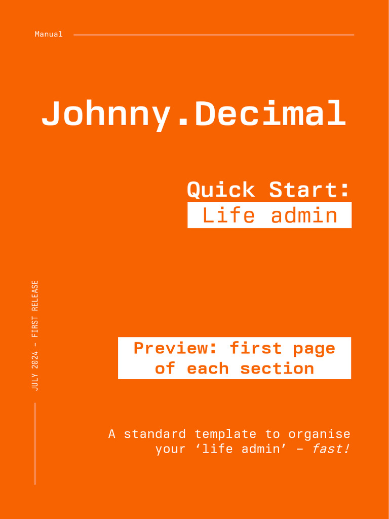 Johnny - Decimal Quick Start - 'Life Admin' Manual 1.0.4.a - PREVIEW | PDF