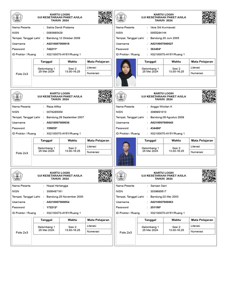 Pendataan Uji Kesetaraan PKT A - Tahun 2024 | PDF