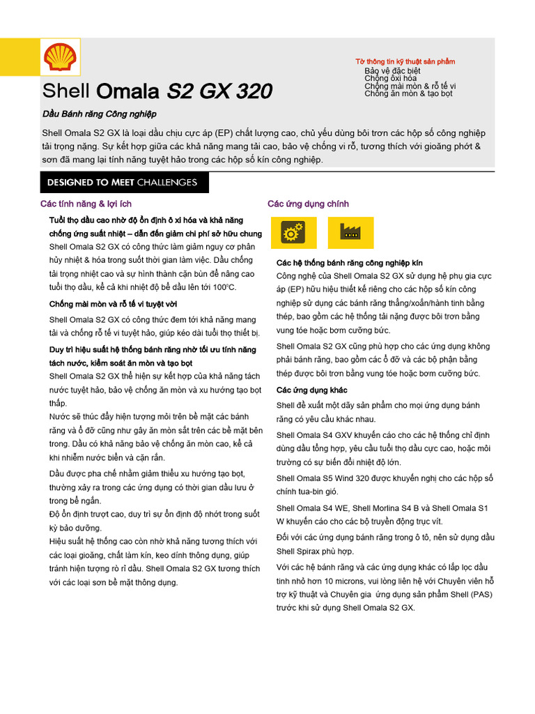 TDS - Shell Omala S2 GX 320 - VI | PDF