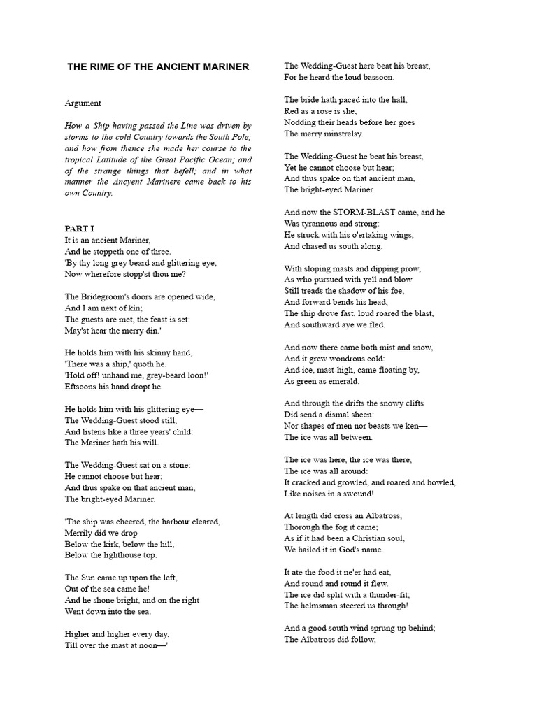 "Ancient Mariner's Epic Voyage" | PDF | Religion & Spirituality