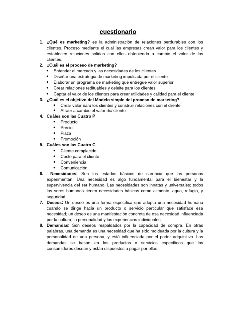 Cuestionario Merca 2 | PDF | Marketing | Negocios