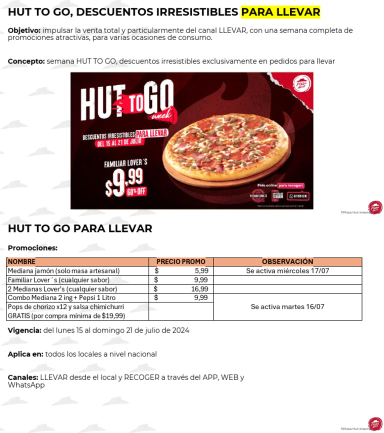 Hut To Go Llevar | PDF