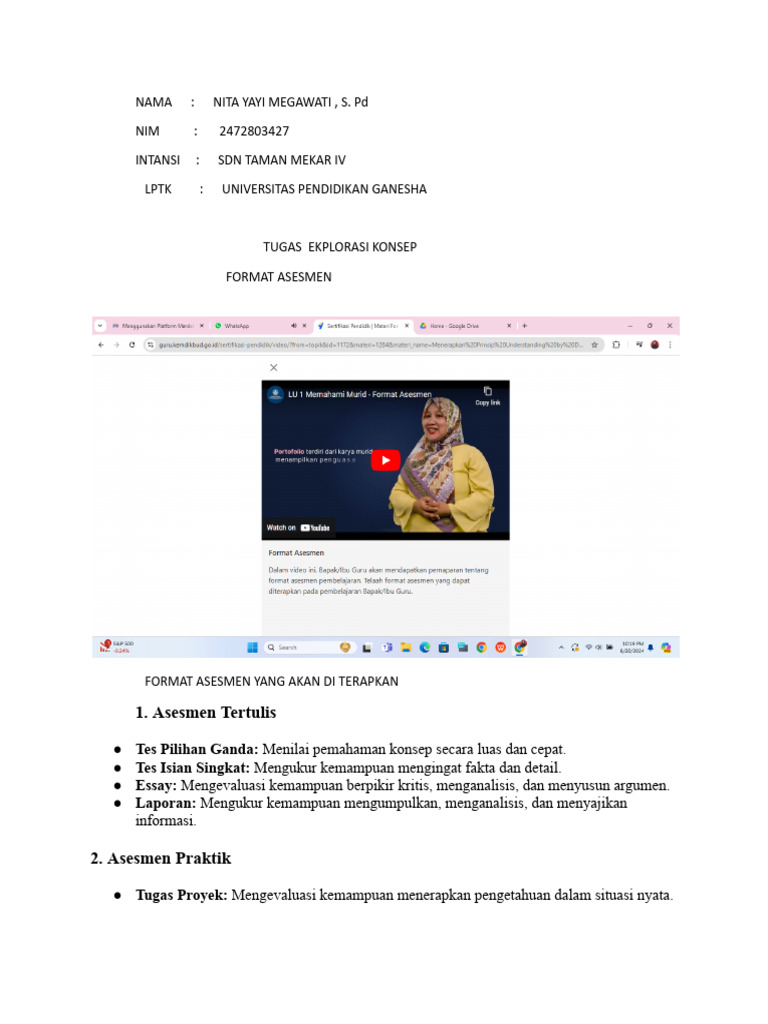 Format Asesmen Modul 1 | PDF