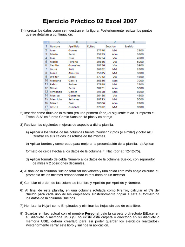 Ejercicio Práctico 02 Excel | PDF