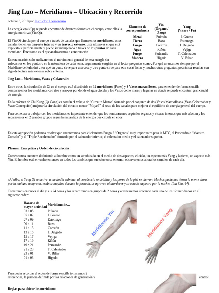 Jing Luo Meridianos Recorrido | PDF | Traditional Chinese Medicine