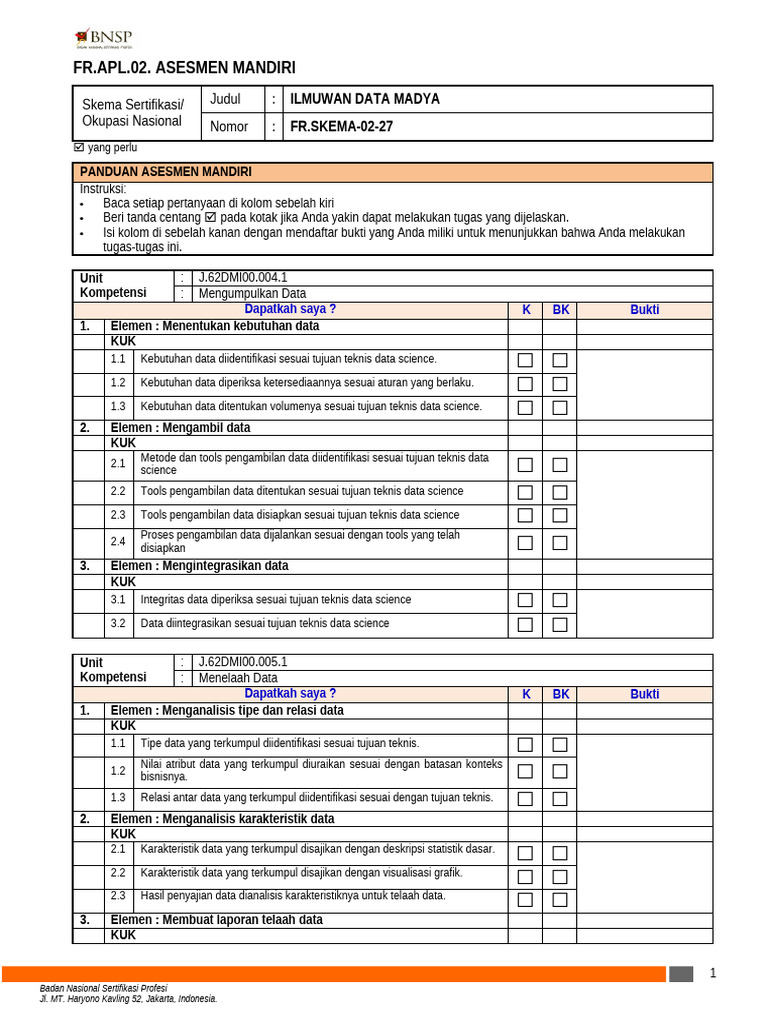 15 - FR - Apl.02 Asesmen Mandiri | PDF