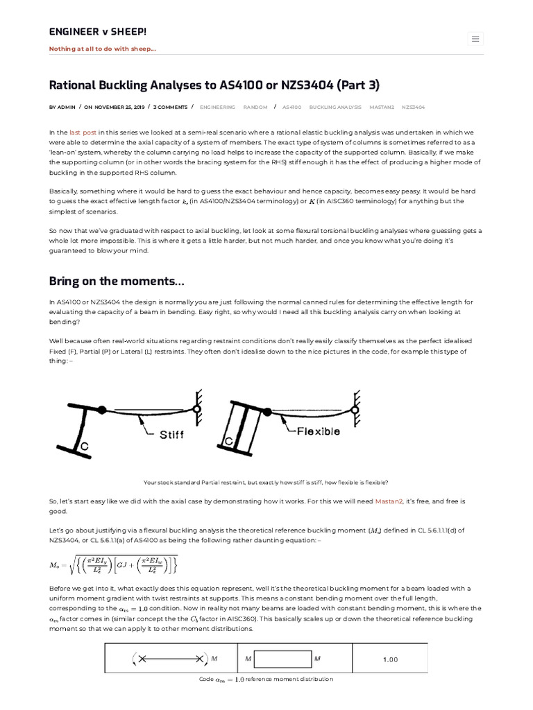 Part 3 - Rational Buckling Analyses To AS4100 or NZS3404 - ENGINEER V SHEEP! | PDF | Buckling ...