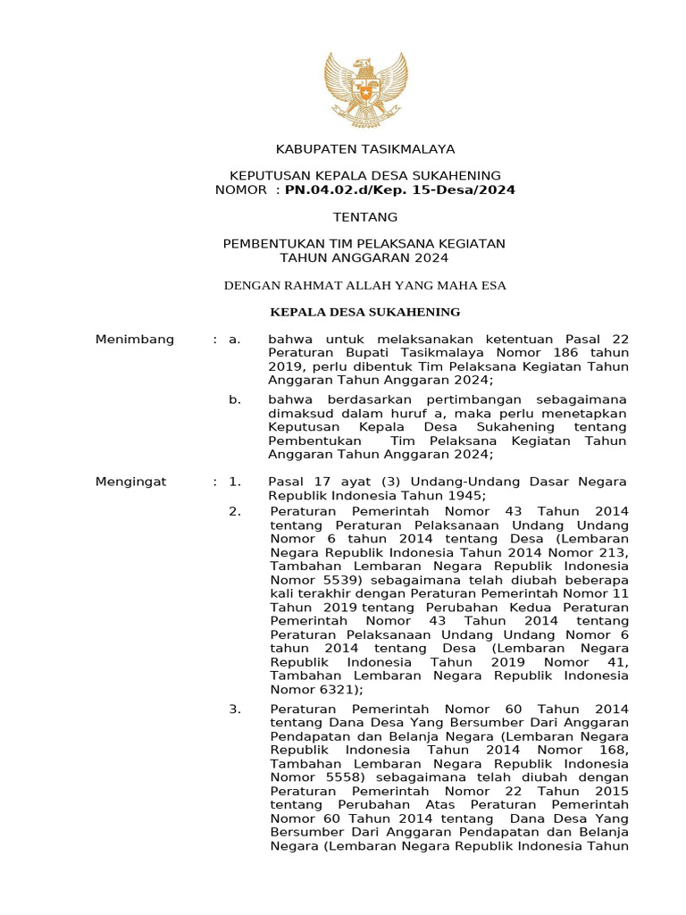 SK TPK Desa 2024 | PDF