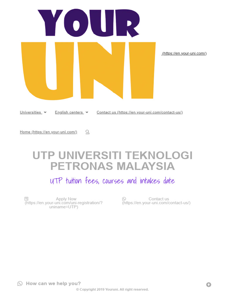 UTP University Malaysia __ Tuition Fees - Intakes - Degree Programme | PDF