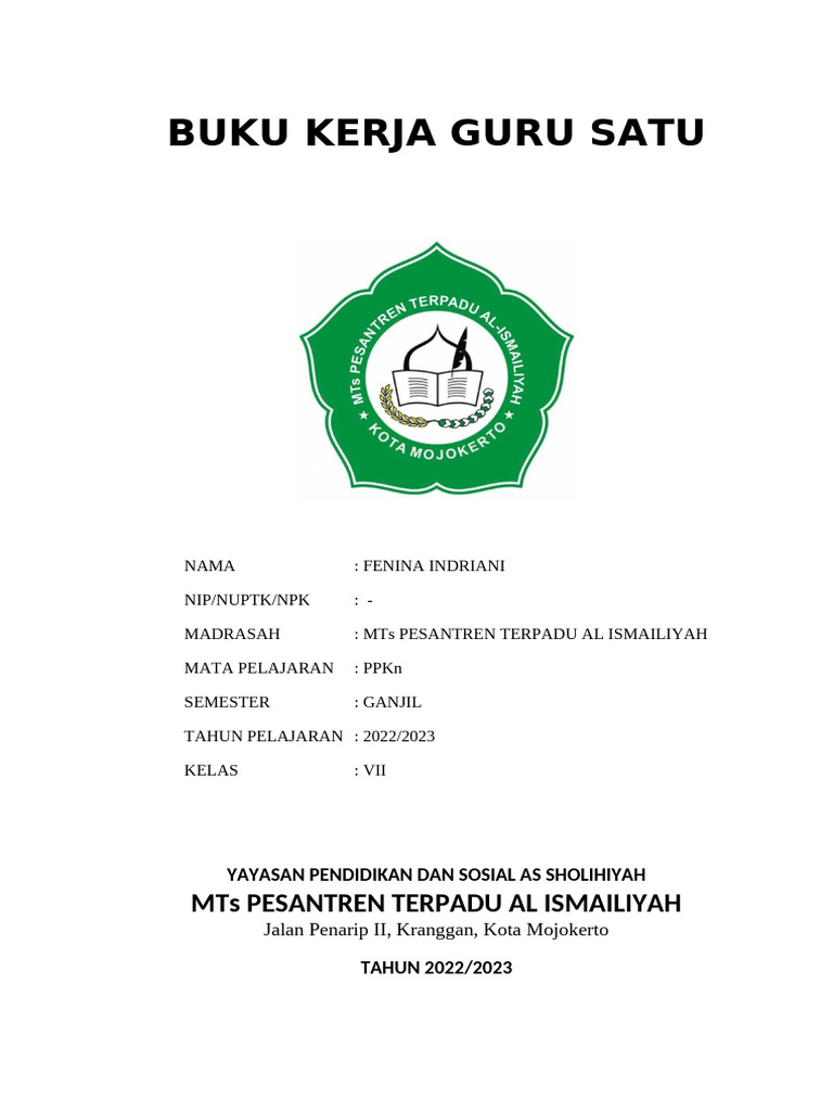 Cover Buku Kerja Guru 1 | PDF