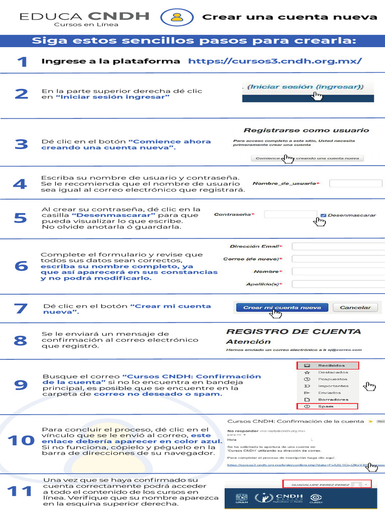 Instructivo Educa CNDH - Crear Nueva Cuenta | PDF