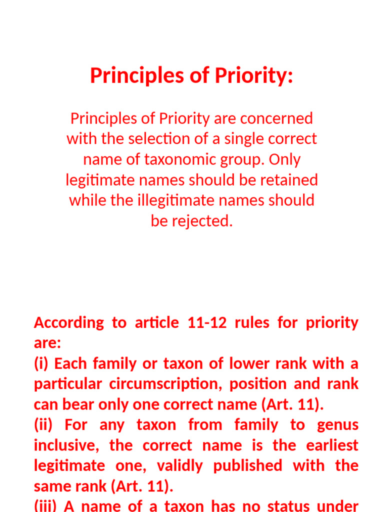 Unit 3 A Principles of Priority | PDF | Taxon | Taxonomy (Biology)