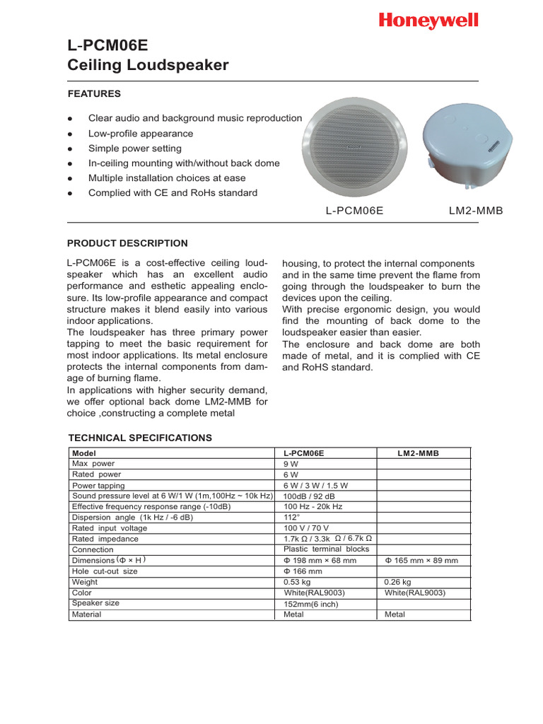 Honeywell L-PCM06E | PDF