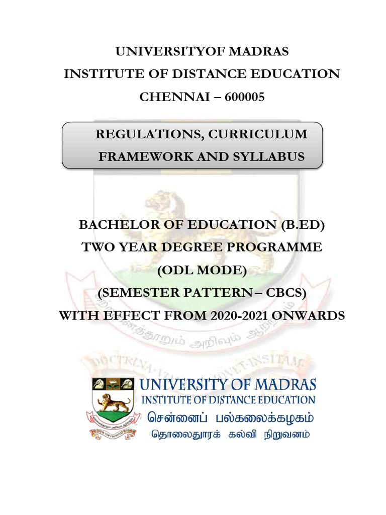 Universityof Madras Institute of Distance Education CHENNAI - 600005 ...