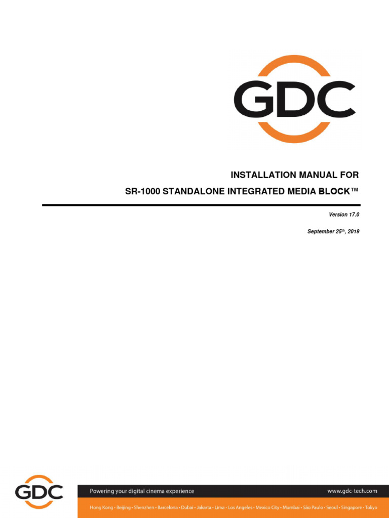 GDC SR1000-Installation-Manual 20190925 | PDF