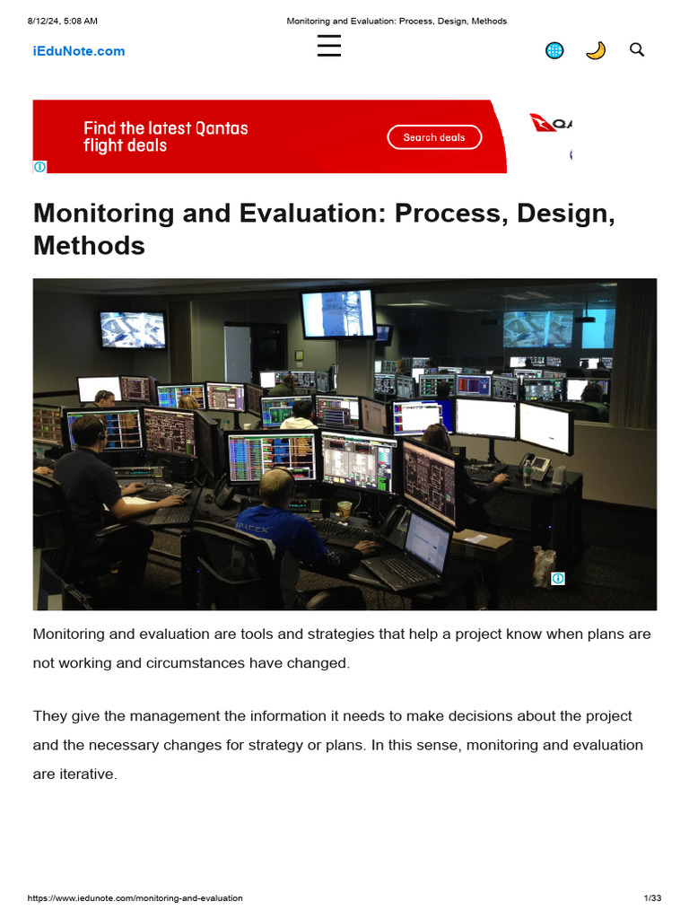 Monitoring and Evaluation - Process, Design, Methods | PDF | Evaluation | Monitoring And Evaluation