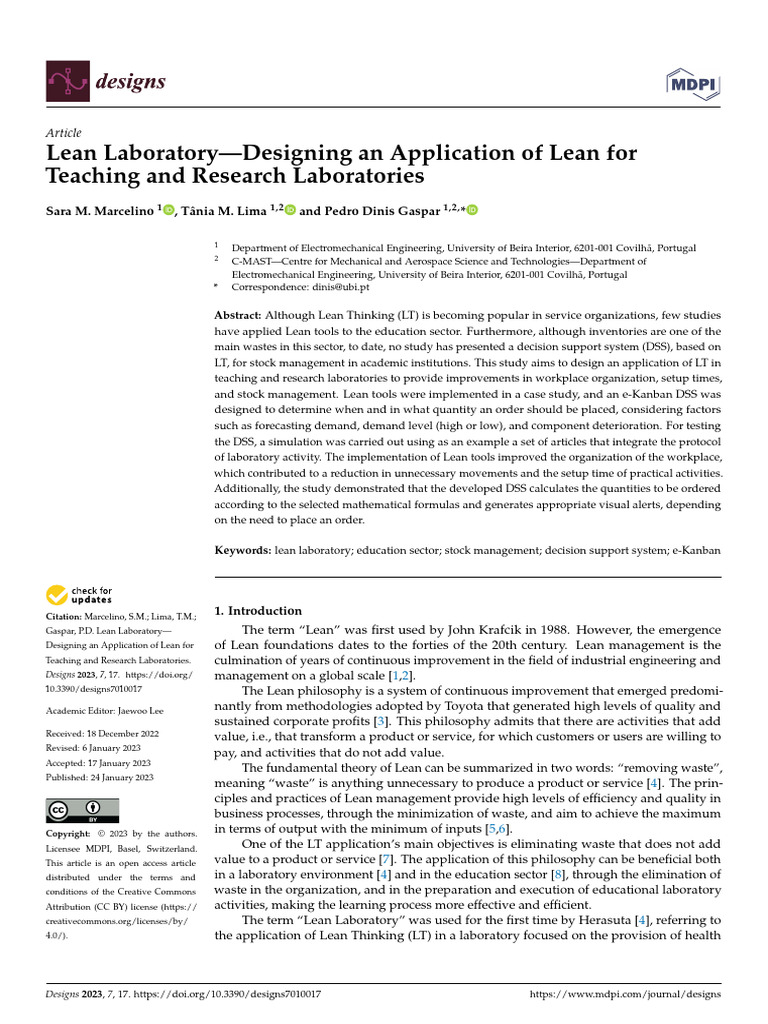 Lean Laboratory-Designing An Application of Lean For Teaching and Research Laboratories | PDF