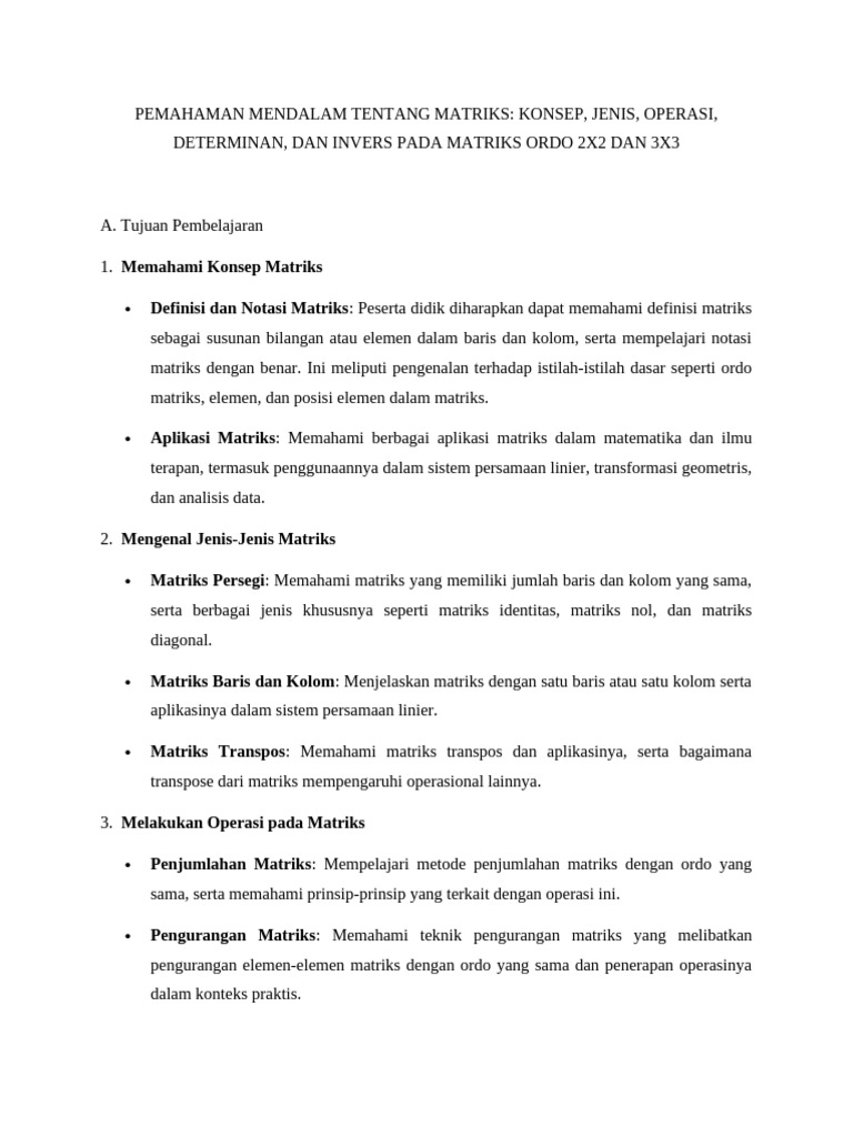 Pemahaman Mendalam Tentang Matriks | PDF