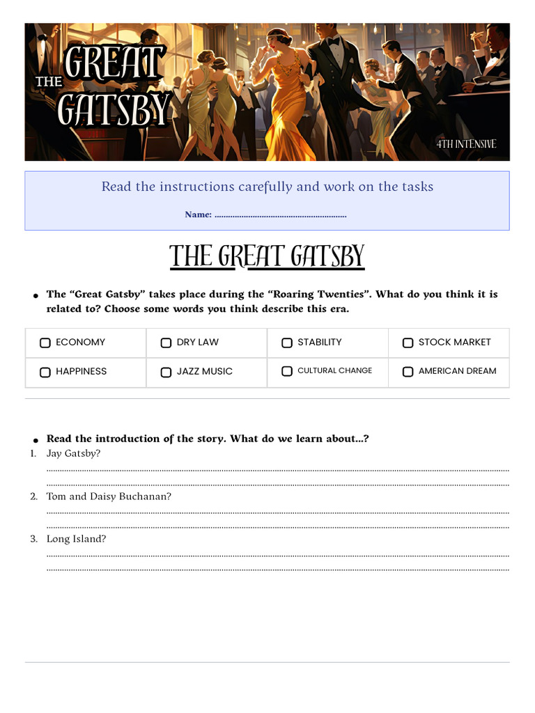 TGG - Assignment | PDF | The Great Gatsby