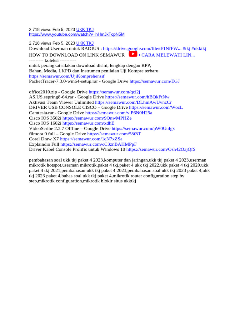PEMBAHASAN UKK TKJ PAKET 4 2023 #TKJ #Ukktkj | PDF
