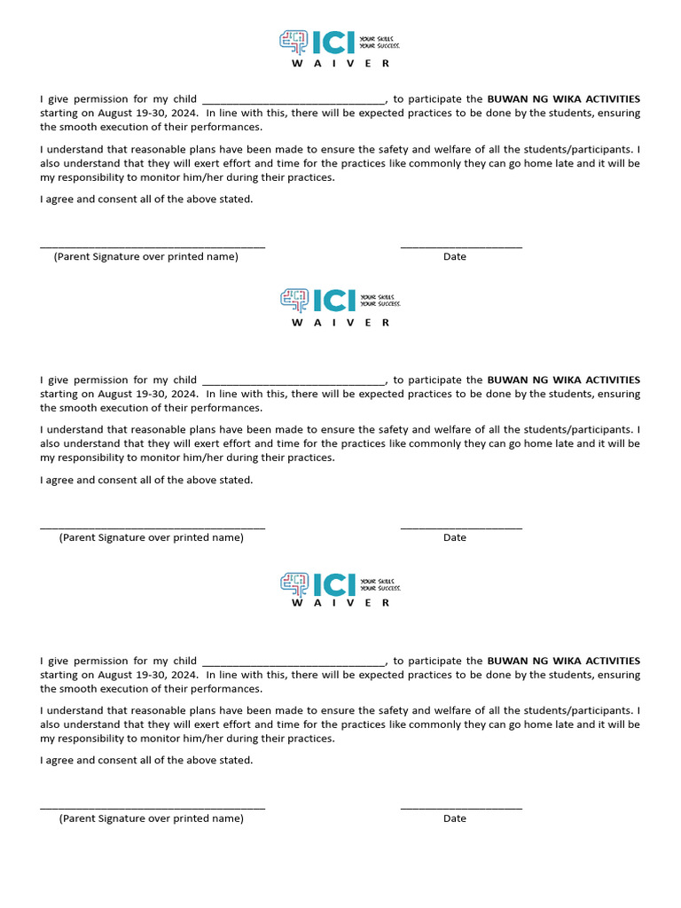 Parents Waiver 2024 | PDF