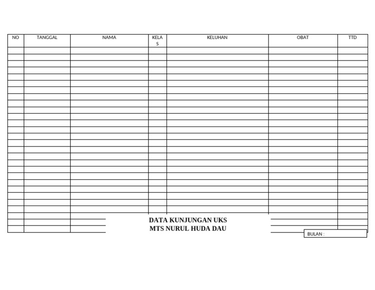 Data Kunjungan Uks Form | PDF