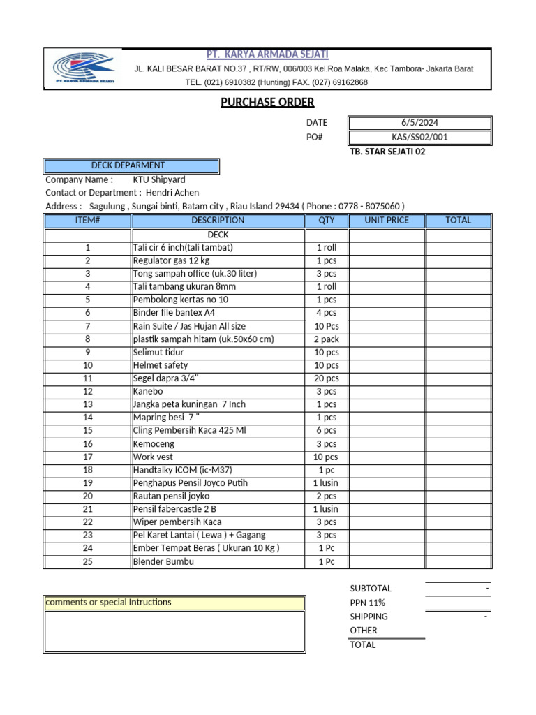 Permintaan Ss 02 Deck Enggine | PDF