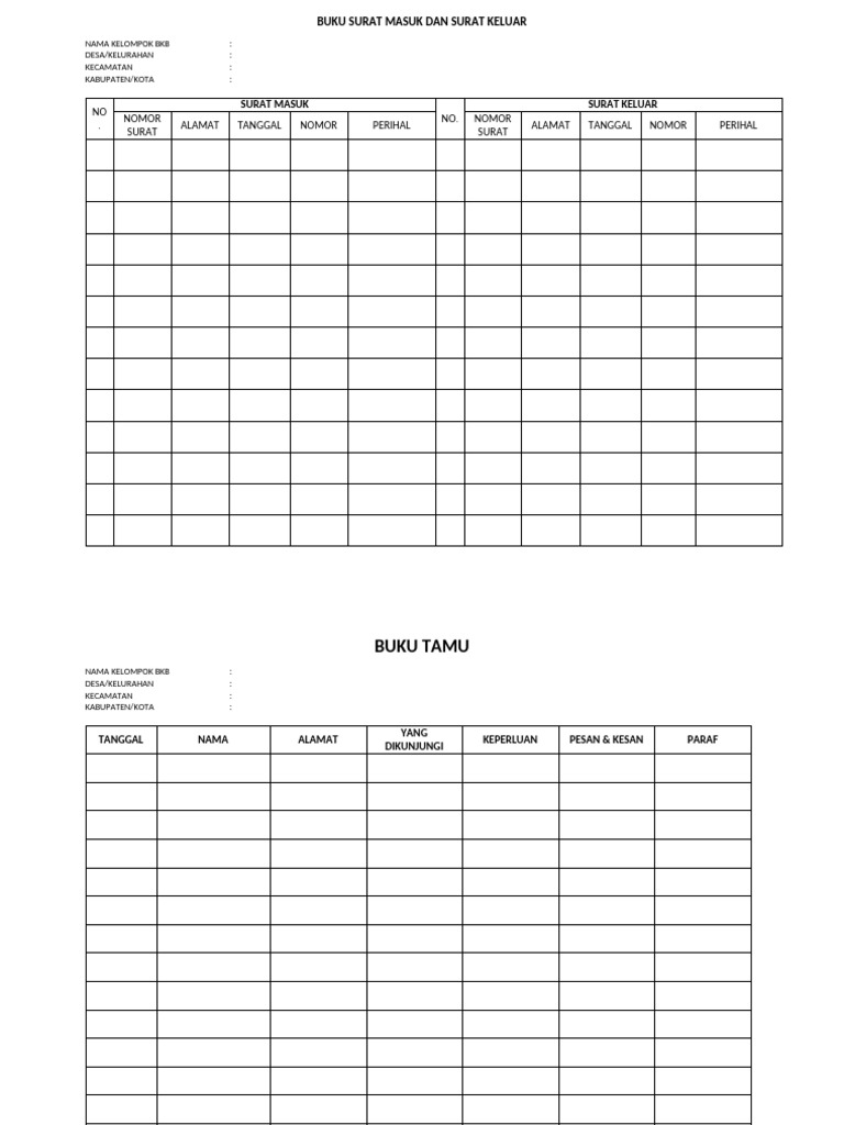 Buku Surat Masuk Dan Keluar | PDF