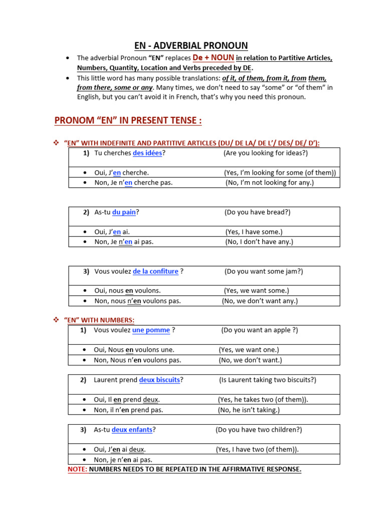 Adverbial Pronoun EN | PDF