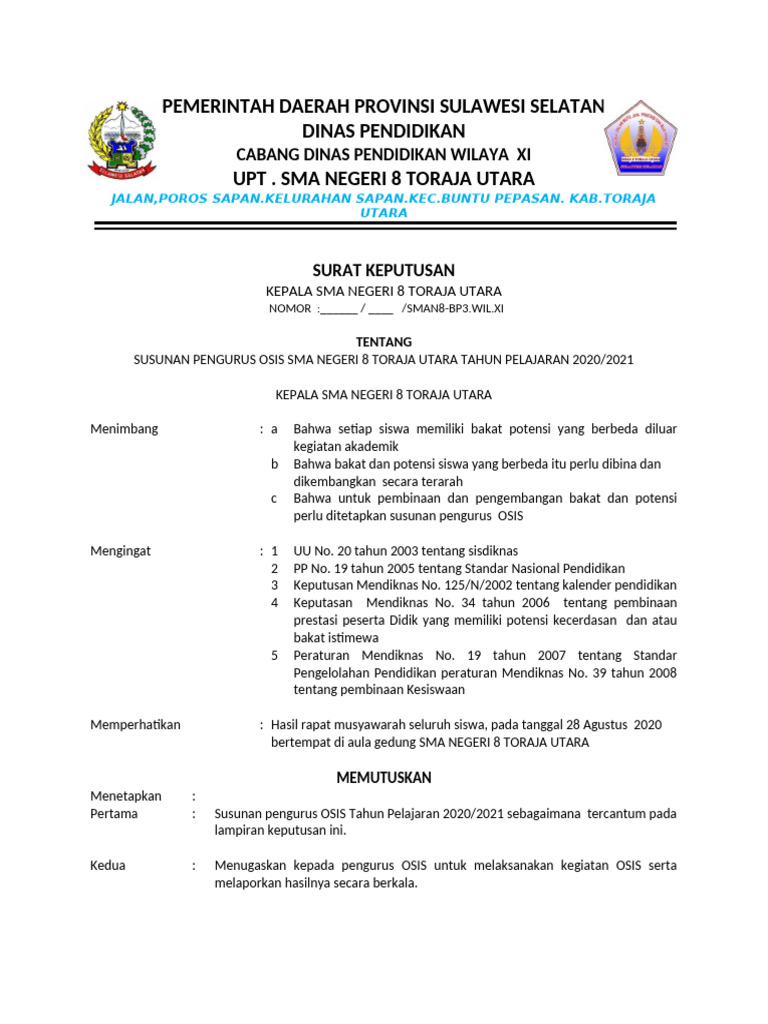 SK Osis Sman 8 Torut | PDF