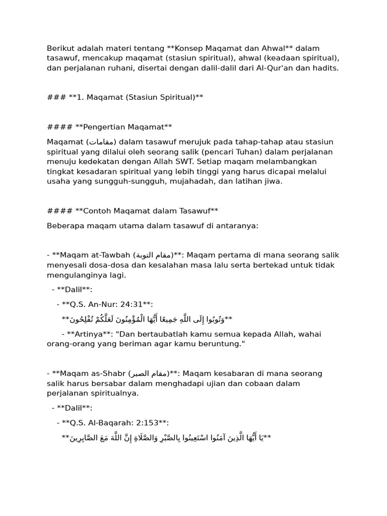 Konsep Maqamat Dan Ahwal | PDF