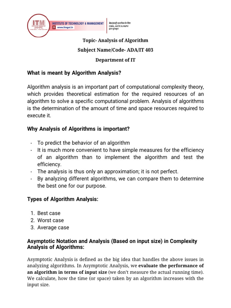 1.24.2.2023 IT 403 Analysis of Algorithm | PDF