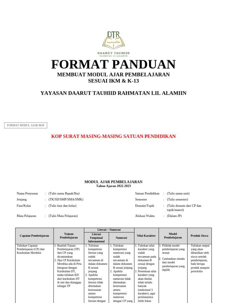 06-Format Modul Ajar | PDF