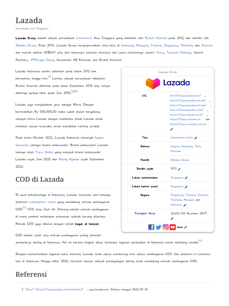 Lazada - Wikipedia Bahasa Indonesia, Ensiklopedia Bebas | PDF