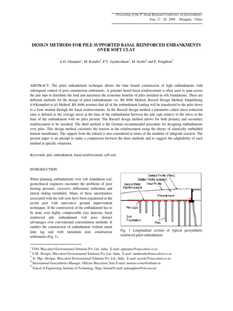 Design Methods For Pile Supported Basal Reinforced Embankments Over ...