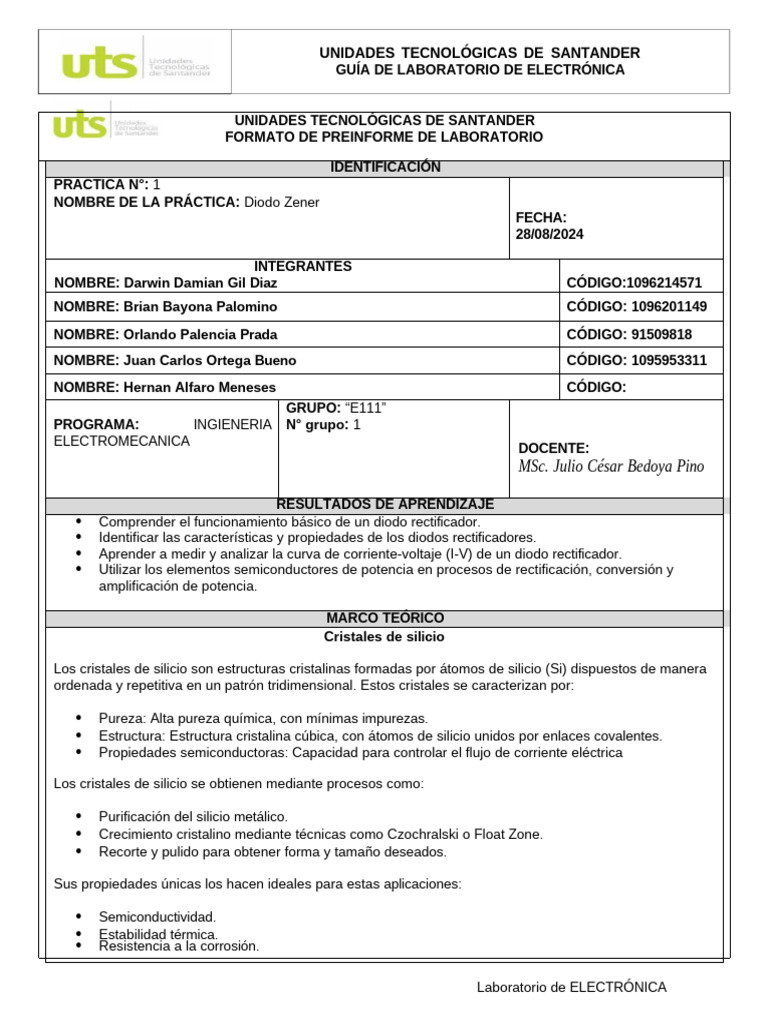 Practica #1 Diodo Rectificador Laboratorio Corregido | PDF