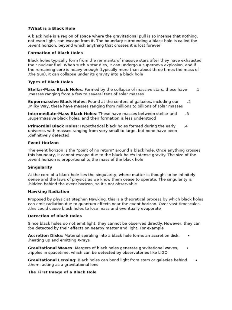 What Is A Black Hole | PDF