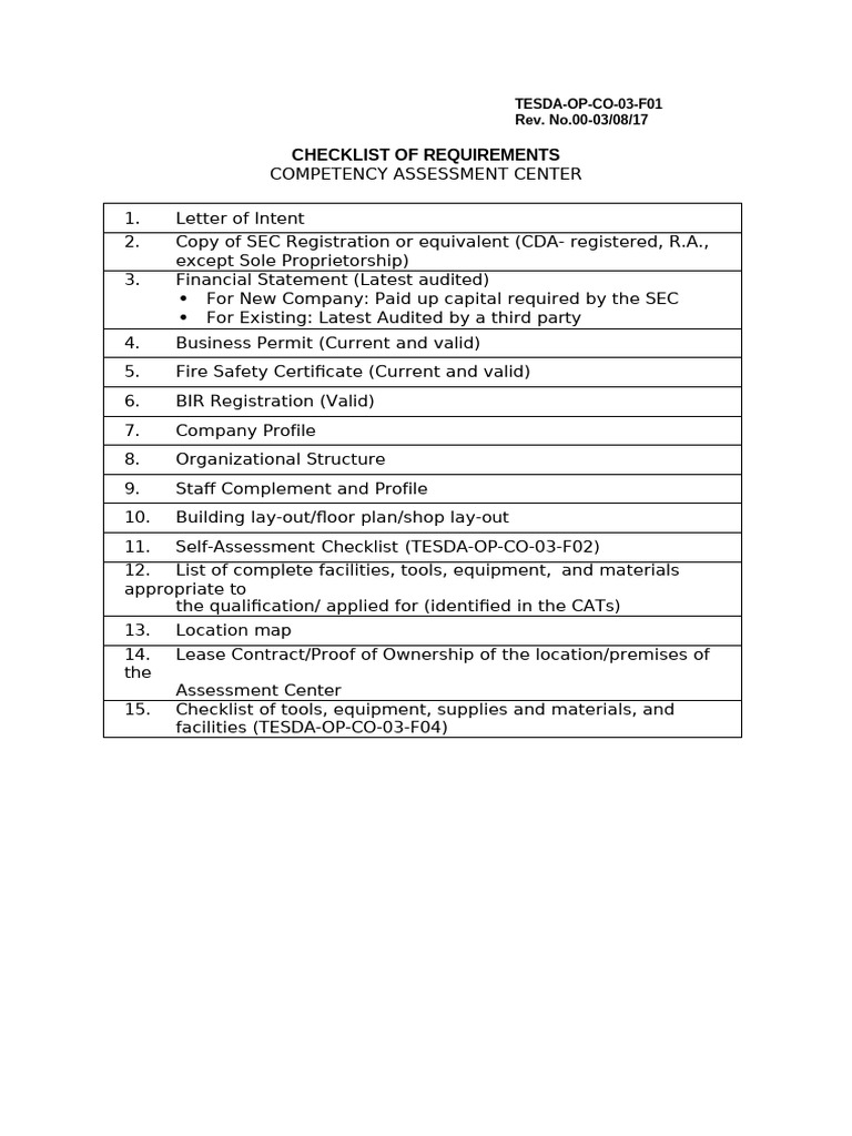 Hilot NCII - Assessment Center Requirements | PDF Hilot NCII - Assessment Center Requirements | PDF