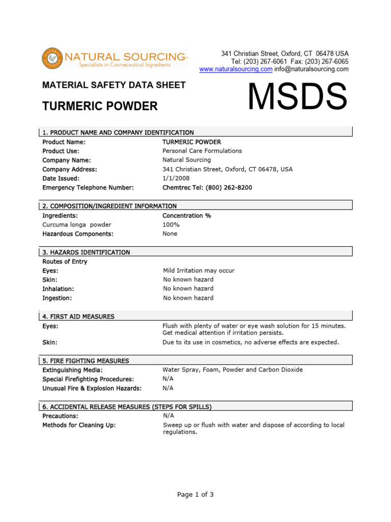 MSDS_Turmeric_Powder | PDF