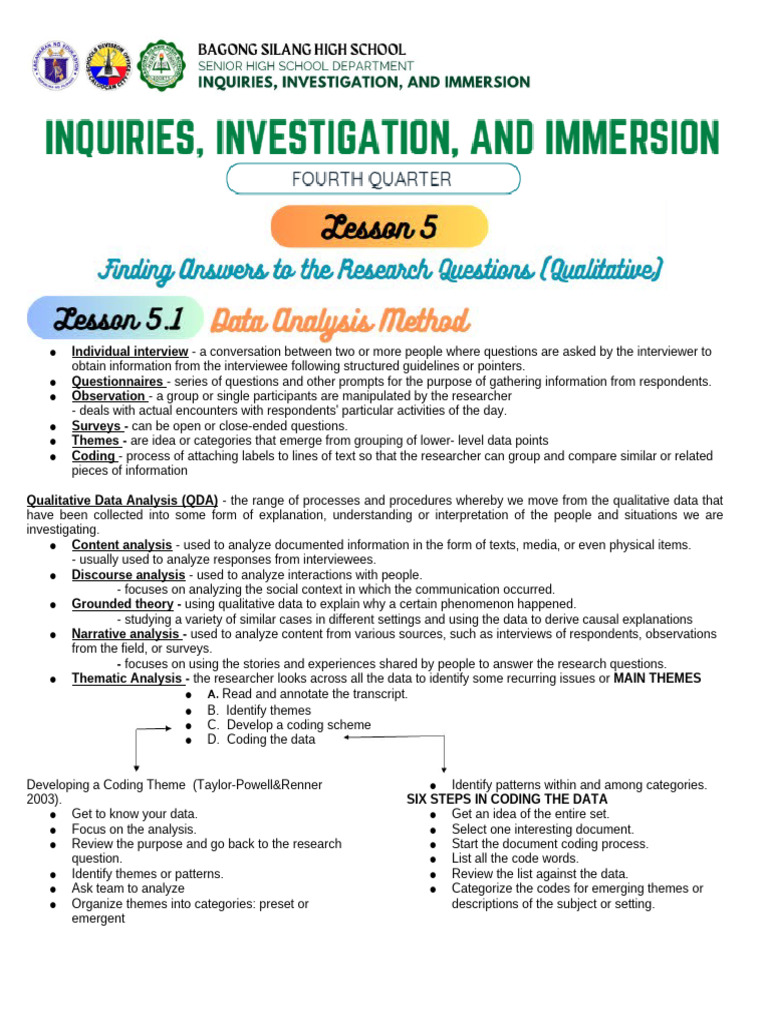 3is - FOURTH QUARTER | PDF | Statistics | Qualitative Research