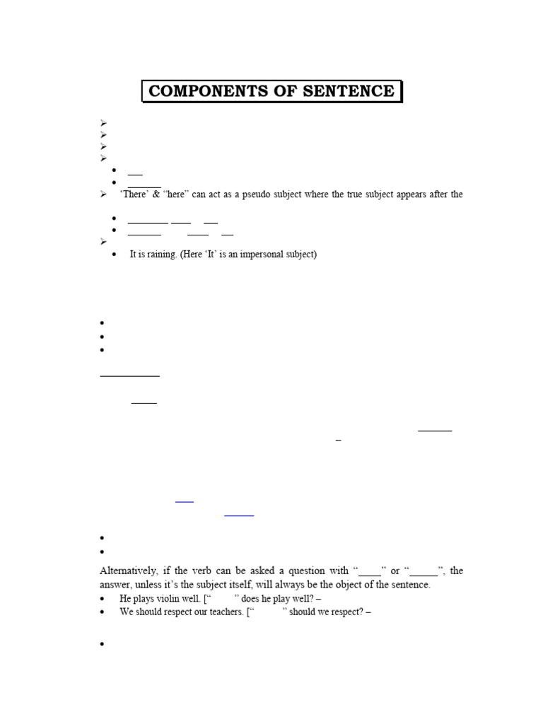 Components of Sentence | PDF