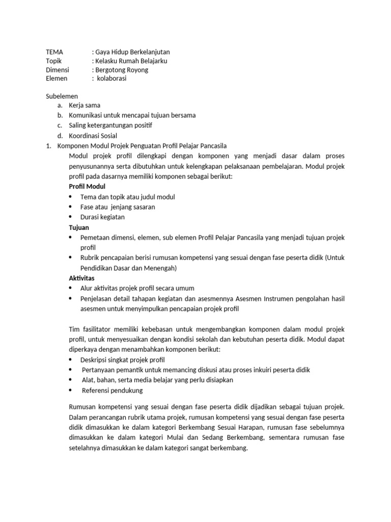 Rencana Tema P5 (GP) | PDF