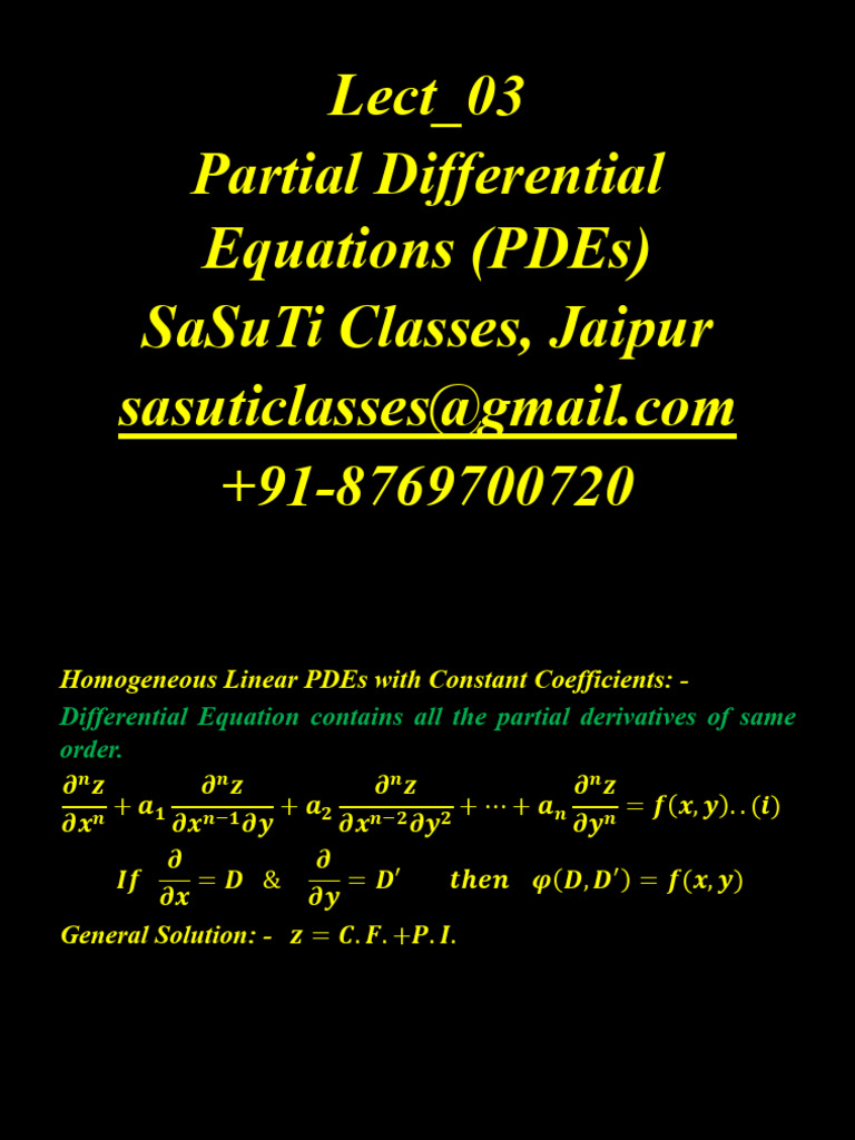 Lect - 03 - Partial Differential Equations | PDF